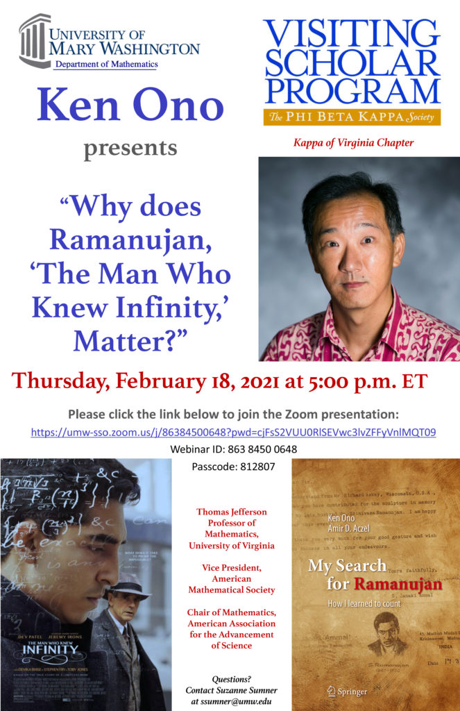 Phi Beta Kappa Visiting Scholar and Mathematician Ken Ono Virtual Visit ...